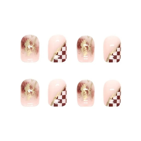Makeup | 24 Pcs Short Checkerboard Press On Nails | Poshmark